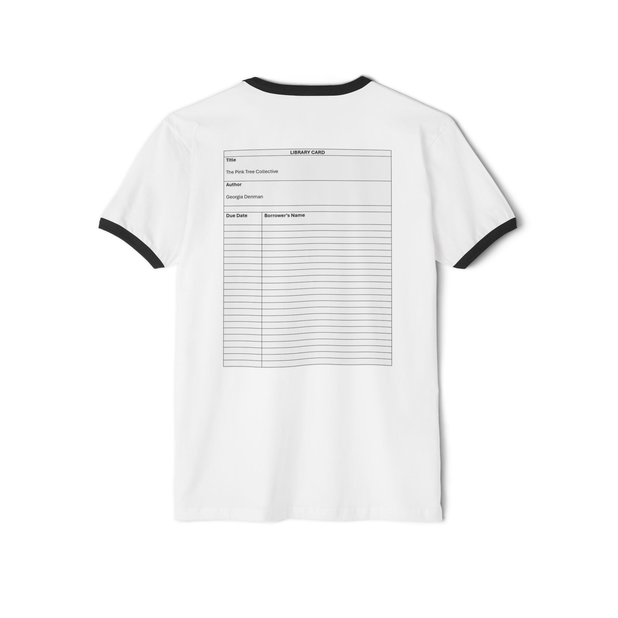 The Pink Tree Collective Library Card Unisex Cotton Ringer T-Shirt ...